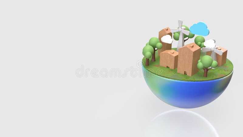 The Environment on Half Earth for Eco Concept 3d Rendering Stock ...