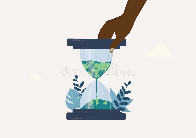 Earth in Hourglass Sustainability Concept. Stock Vector - Illustration ...