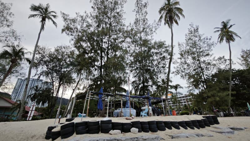 Seaside Scene Around the White Sandy Beach. Stock Image - Image of sand ...
