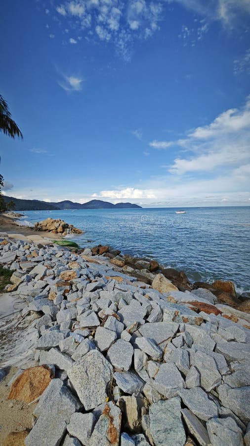 Seaside Scene Around the White Sandy Beach. Stock Image - Image of ...