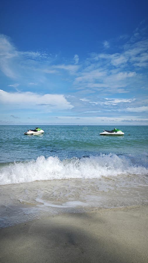 Seaside Scene Around the White Sandy Beach. Stock Image - Image of ...