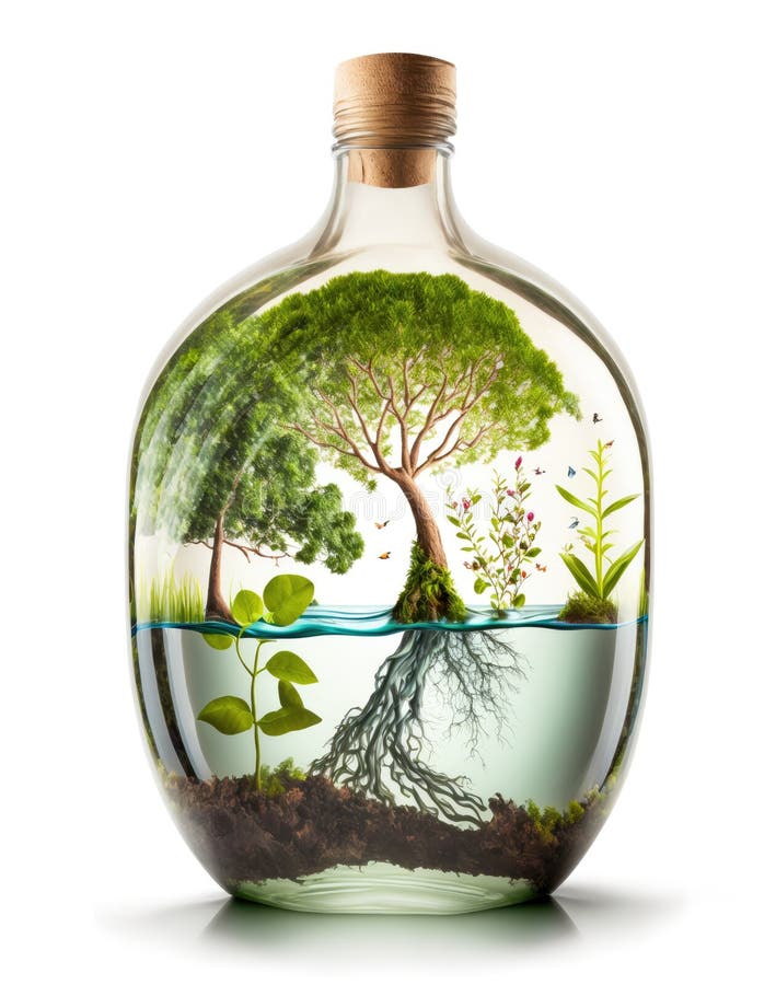 Environment Inside the Bottle with Water and Greenery Generative AI ...