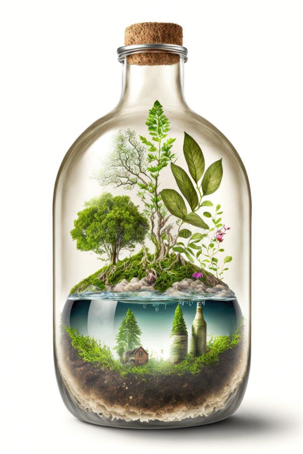 Environment Inside the Bottle with Water and Greenery Generative AI ...