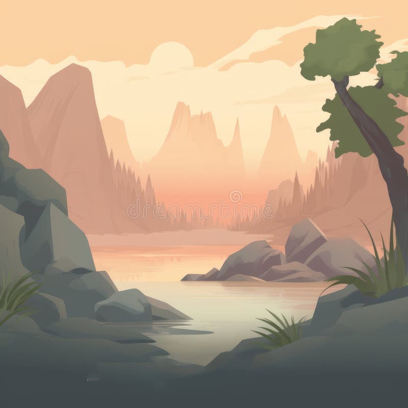 Environment Landscape Painting Generative AI Stock Illustration ...