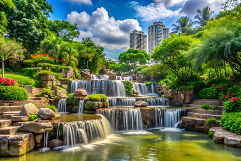 Environment Landscape Stone Cascade Saigon Beautiful Stock Illustration ...
