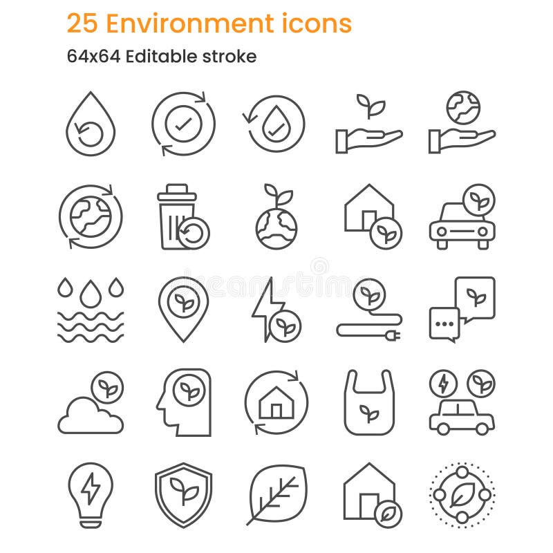 Environment Day Line Icons Set Stock Vector - Illustration of support ...