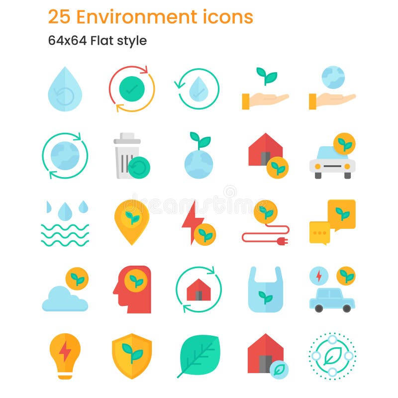 Environment Day Line Icons Set Stock Vector - Illustration of support ...