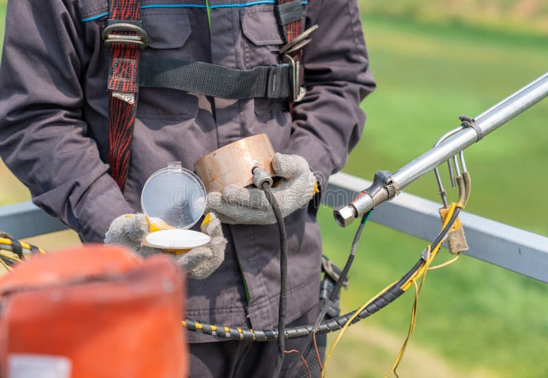 Environment Officer Install Filter in Sampling Pipe for Sampling Air in ...