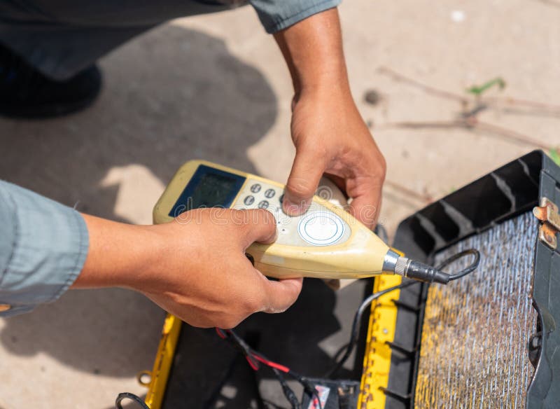 Environment Officer Setting Sound Level Meter Device Stock Photo ...