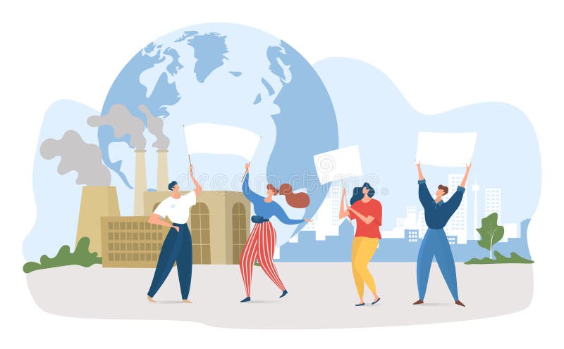 Environment Planet Protest Concept, Vector Illustration, Flat People ...