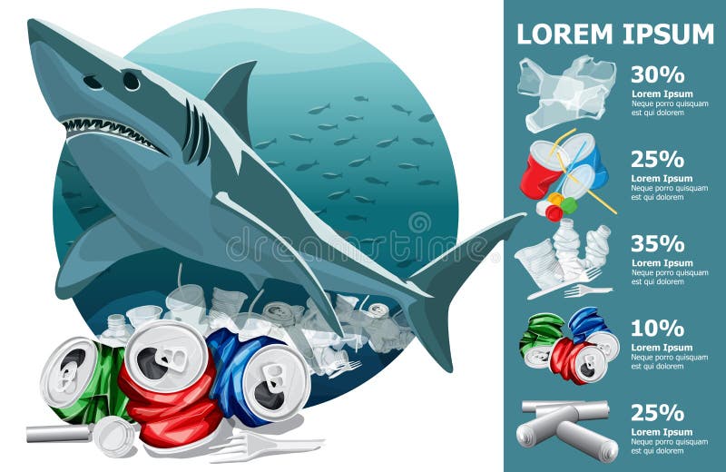 Environment Pollution Illustration and Shark Stock Vector ...