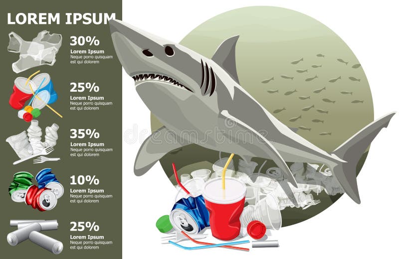 Environment Pollution Illustration and Shark Stock Vector ...