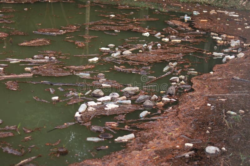 Environment Pollution. Plastic and Trash Pollution on Beautiful Lake ...