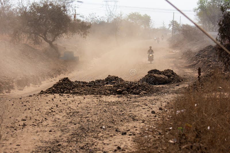 Environment Pollution during Road Construction Work in India Stock ...