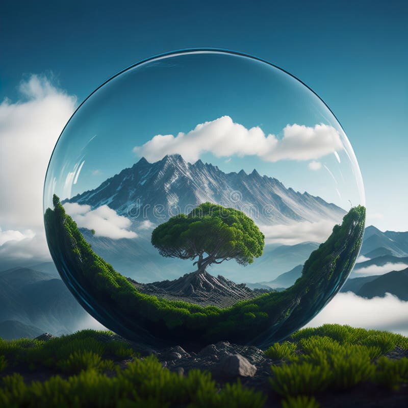 Environment Protection Concept. Tree in a Bubble. AI Generated Stock ...