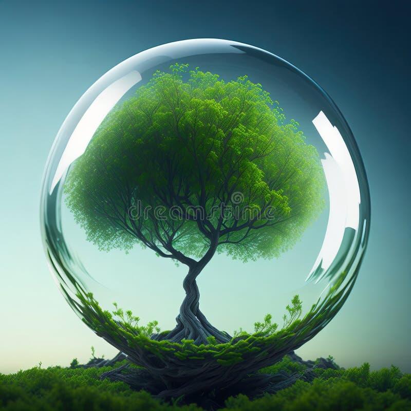 Environment Protection Concept. Tree in a Bubble. AI Generated Stock ...
