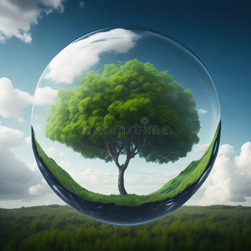 Environment Protection Concept. Tree in a Bubble. AI Generated Stock ...