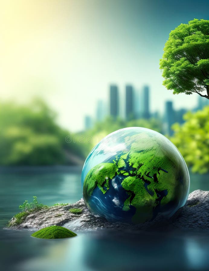 Environment Protection Concept. Tree on Earth Ai Generated Stock Image ...