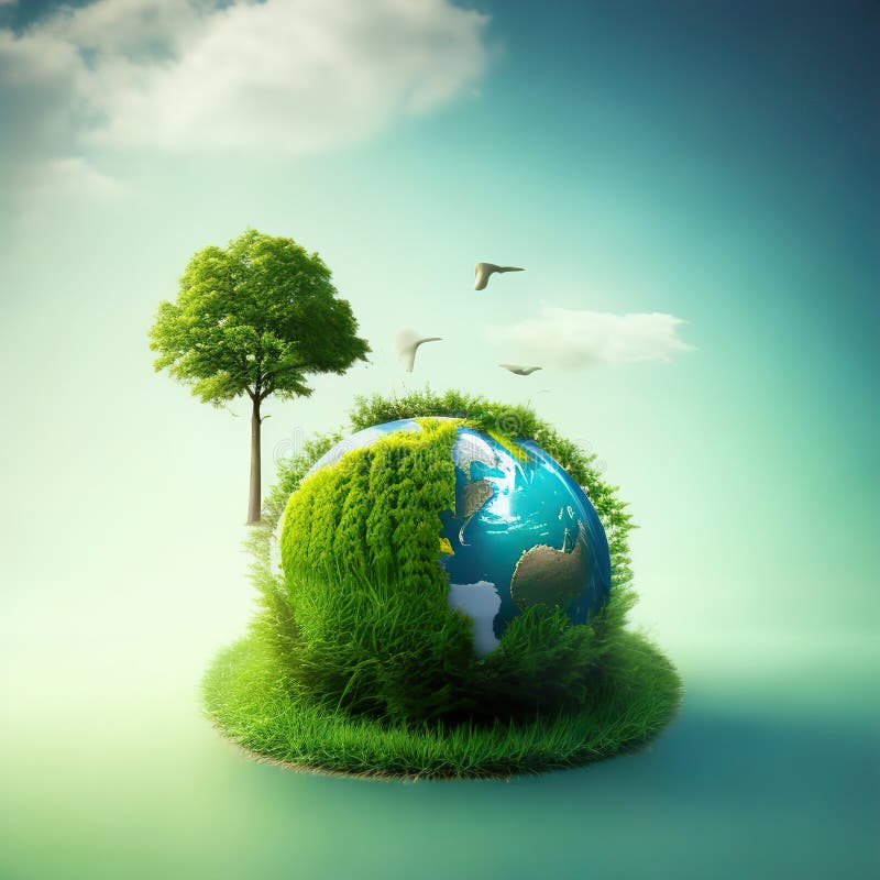 Environment Protection Concept. Tree on Earth Ai Generated Stock Image ...