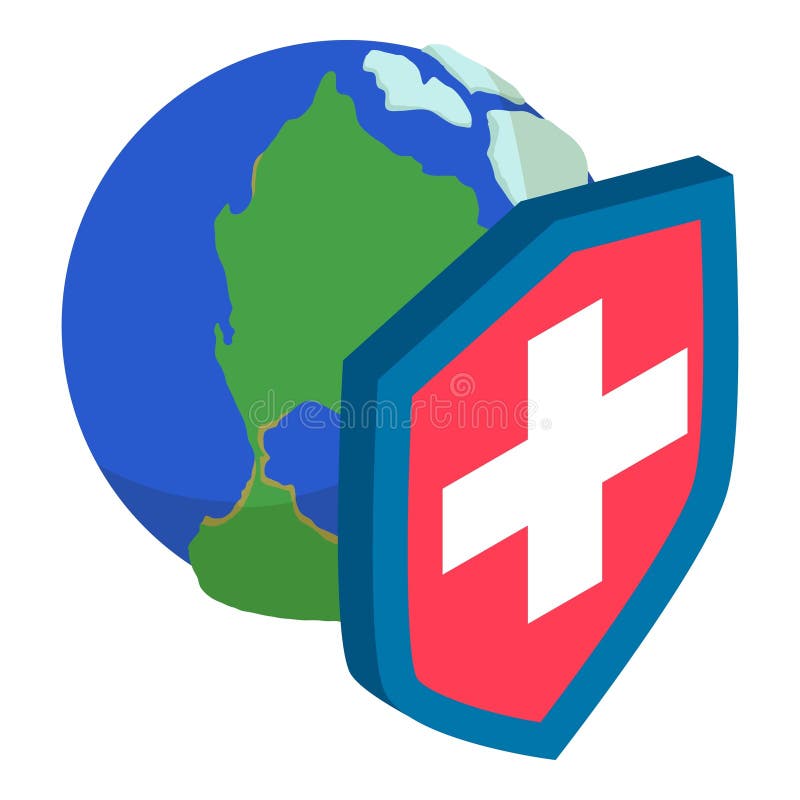Environment Protection Icon Isometric Vector. Planet Earth Behind ...