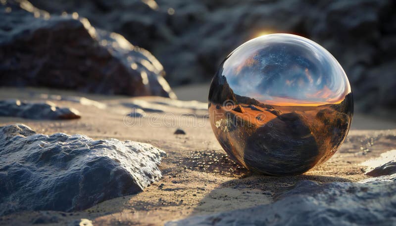 Environment Reflection on a Ball of Glass Stock Photo - Image of ...