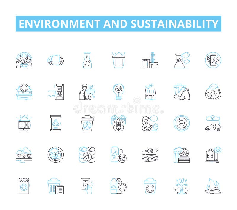 Environment and Sustainability Linear Icons Set. Conservation ...