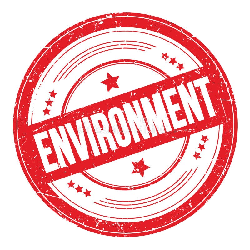 ENVIRONMENT Text on Red Grungy Rectangle Stamp Stock Illustration ...