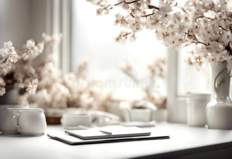 Environment White Spring Desk Minimal Home Minimalism Creative Work ...