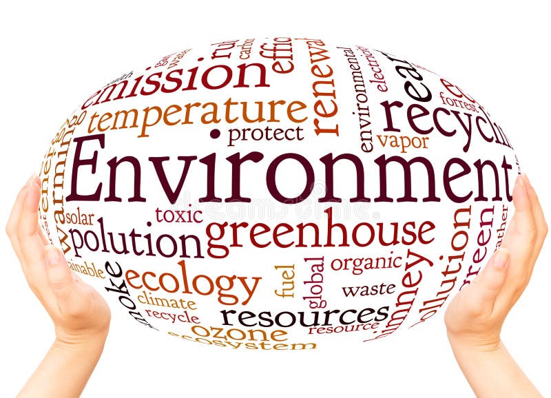 Environment Word Cloud and Hand with Marker Concept Stock Illustration ...