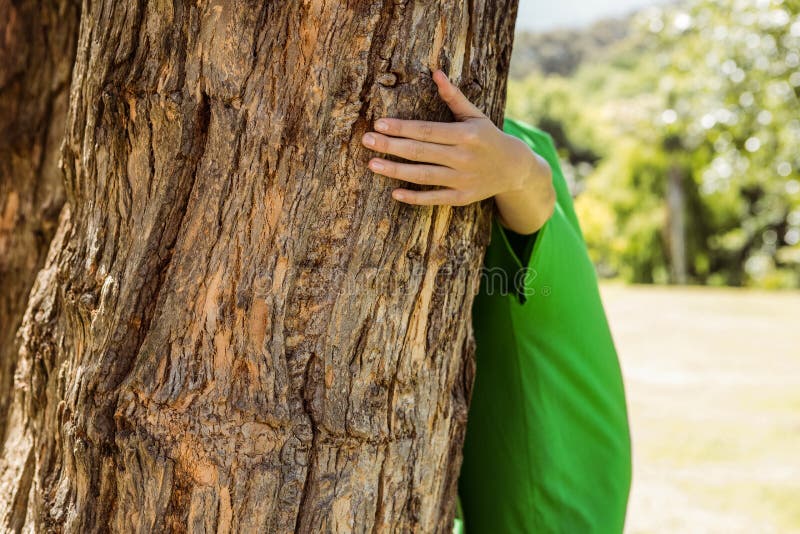 Environmental Activist Hugging a Tree Stock Image - Image of awareness ...