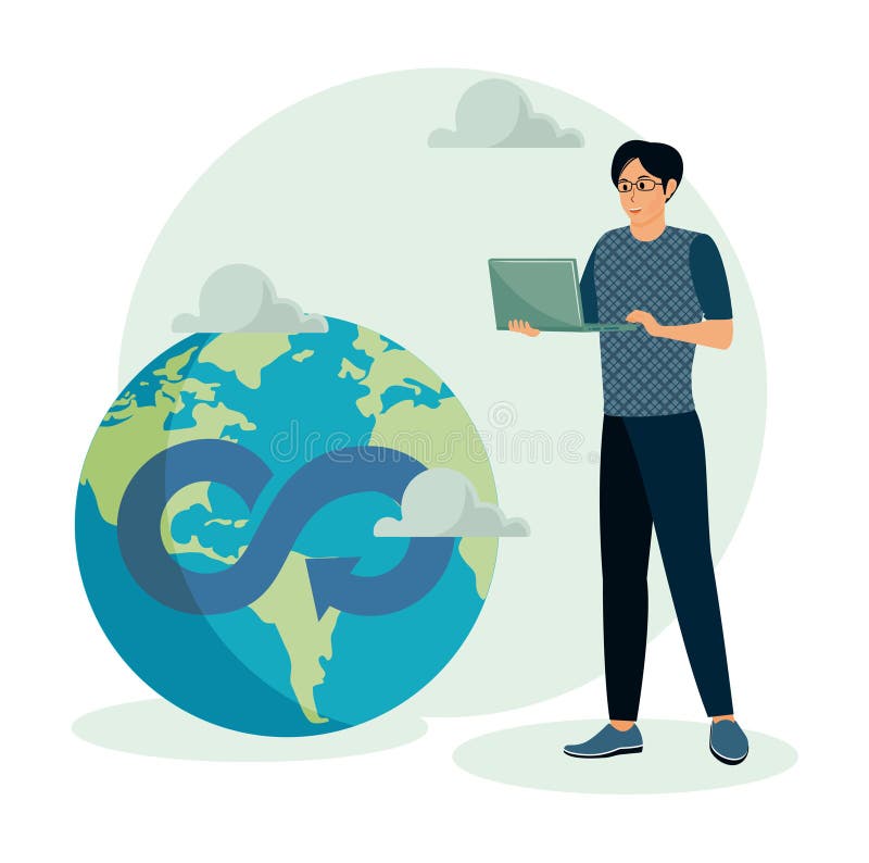 Environmental Awareness with Technology for Sustainability. Person ...