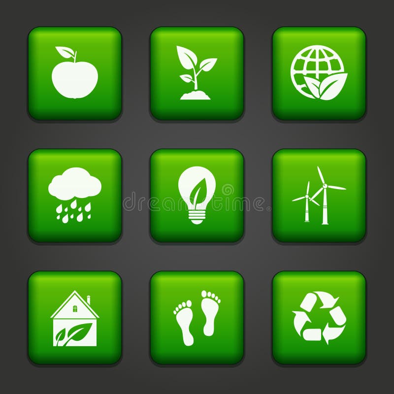 Environmental Buttons stock vector. Illustration of leaves - 46307076