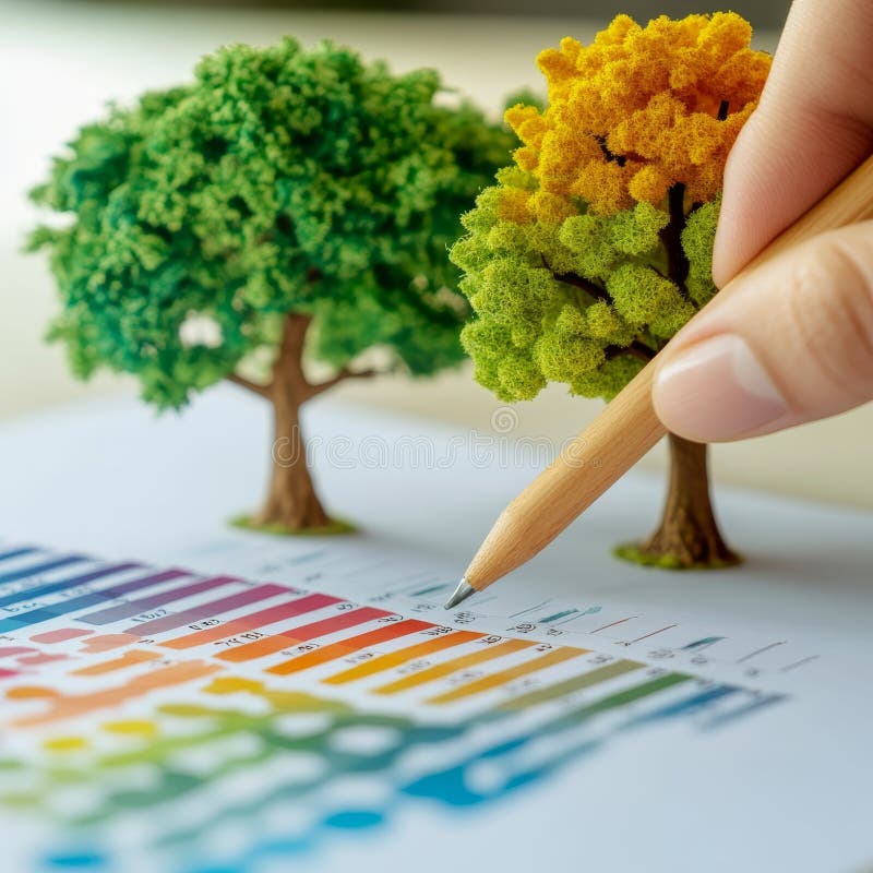 Environmental Chart Analysis Hand with Pencil Points To Sustainability ...