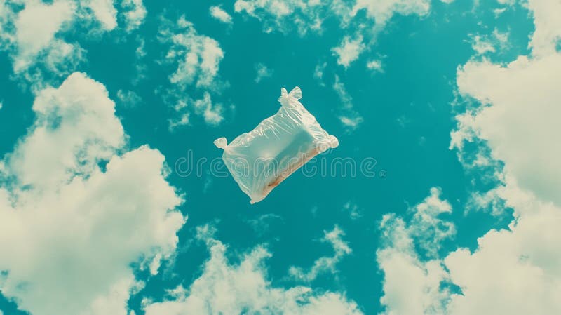 The Environmental Concept of a Garbage Bag Floating in a Cloudy Sky is ...