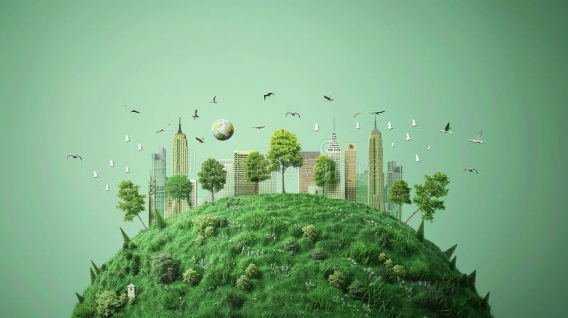 Environmental Concept, this Image Depicts a Green Utopia, Combining ...