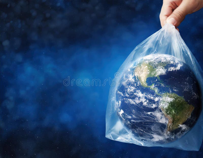 Environment Concept with Earth Planet Globe Held in Plastic Bag Stock ...
