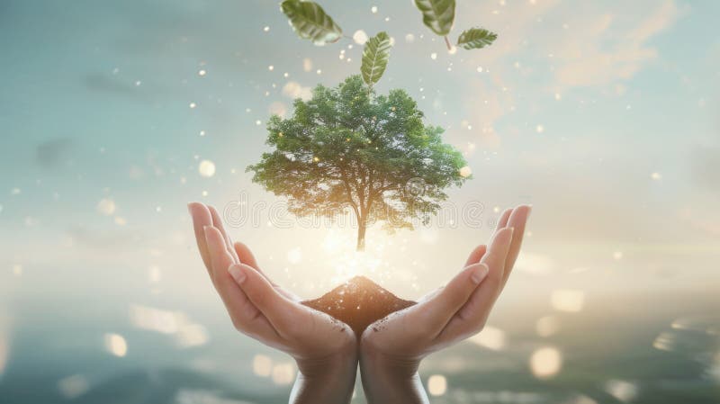 Environmental Concept with Tree Cradled in Hands AIG41 Stock Photo ...