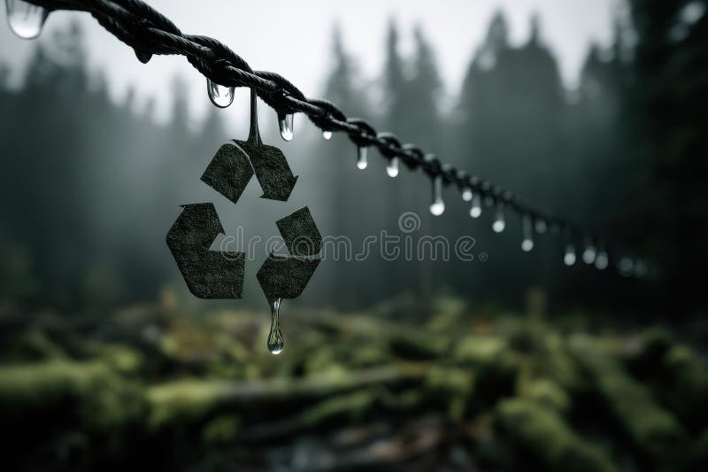 Environmental Concept with Water Droplets on Recycled Sign in ...