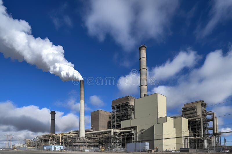 Environmental Concerns: a Factory S Smokestack Pollutes the Clear Sky ...