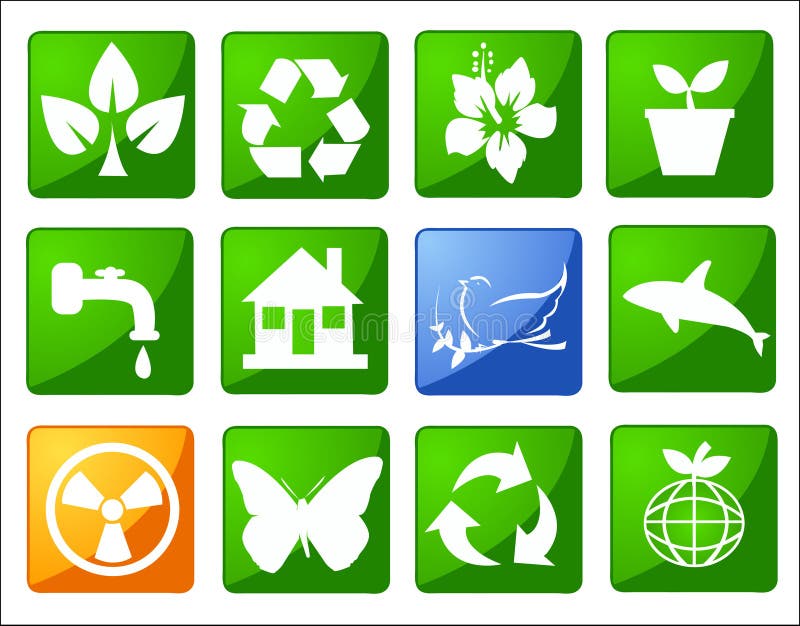 Environmental Conservation Symbols Stock Vector - Illustration of water ...