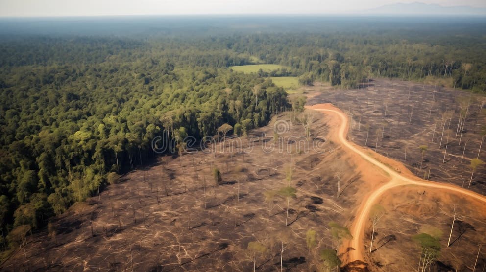 Environmental Contrast: Lost Trees Vs. Living Forest. Stock Image ...