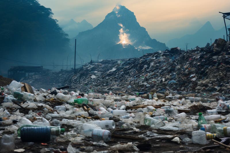 Environmental Crisis Mountain of Garbage, Symbolizing Pollution and ...