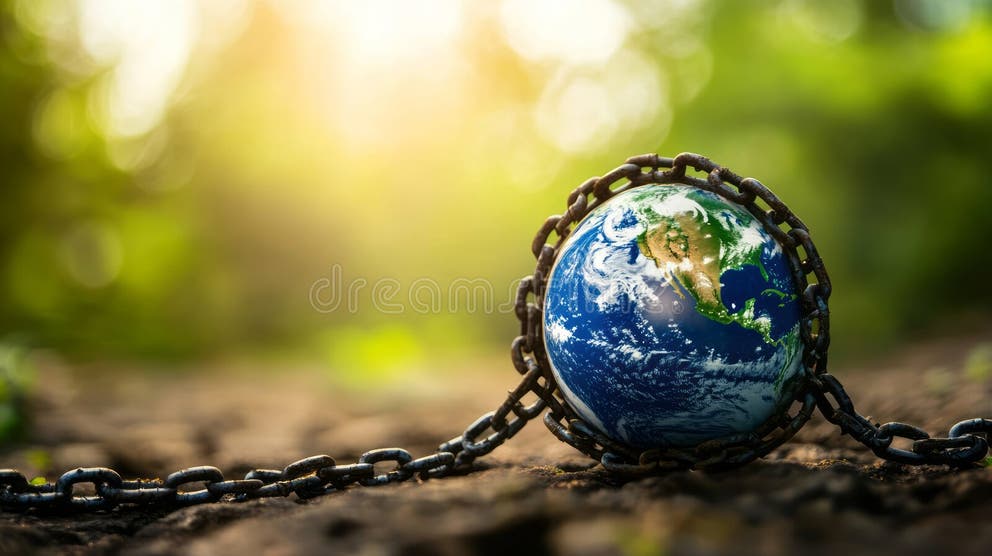 Environmental Crisis Representation with Globe Enslaved by Chains in ...