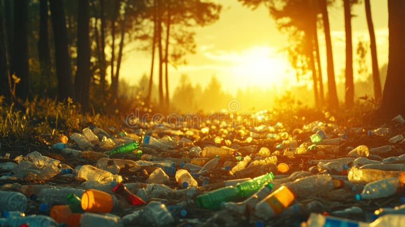Environmental Damage, Plastic Bottle Pollution in Forest. Nature ...