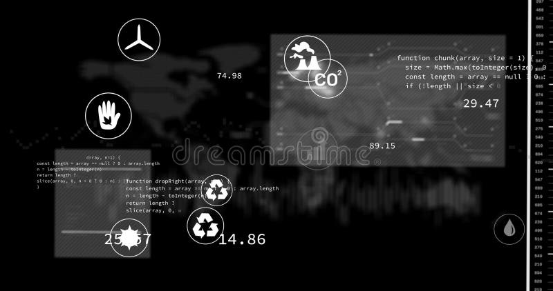 Environmental Data and Coding Elements Overlaying World Map and Graphs ...