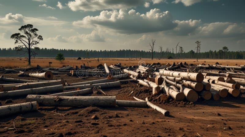 Deforested Landscape with Tree Stumps Stock Photo - Image of forest ...
