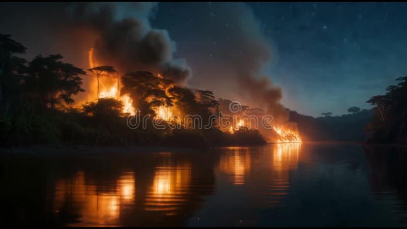 Environmental Disaster in the Amazon - Depiction of a Devastating Fire ...