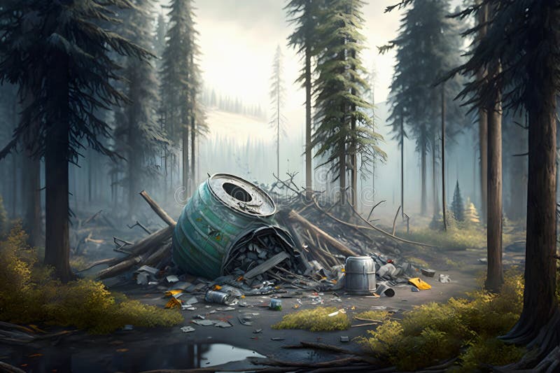 Environment. Human Pollution of Forests Stock Illustration ...