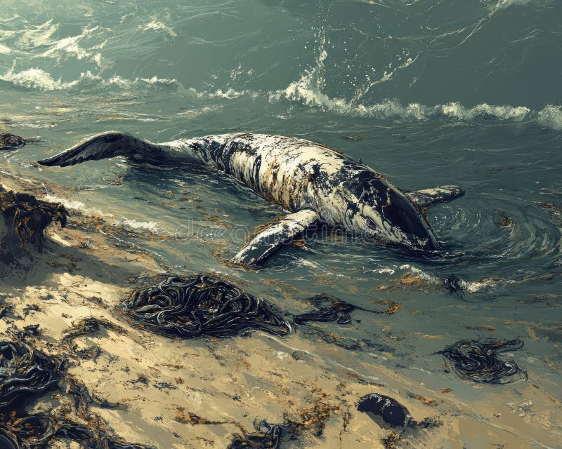 Environmental Disaster, Oil Spill, Garbage in the Sea Stock ...