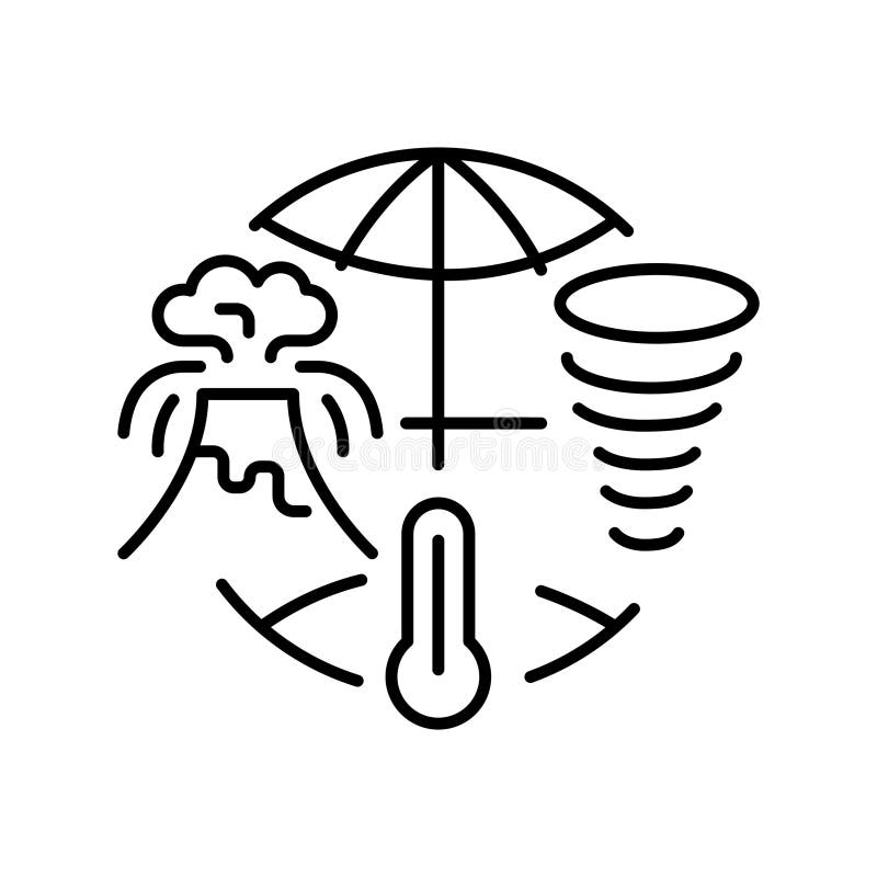 Environmental Disasters Black Line Icon Stock Vector - Illustration of ...